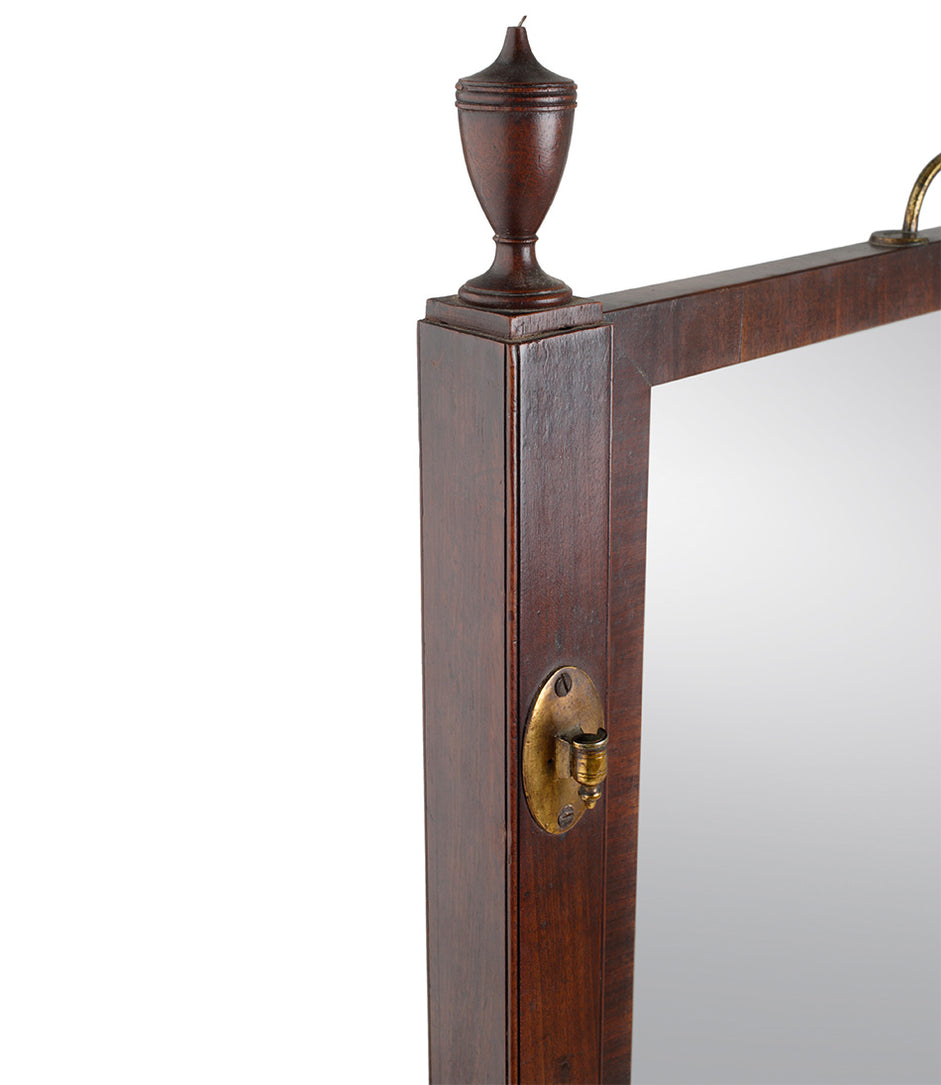 A petite and finely detailed Georgian cheval glass mirror with rise an ...